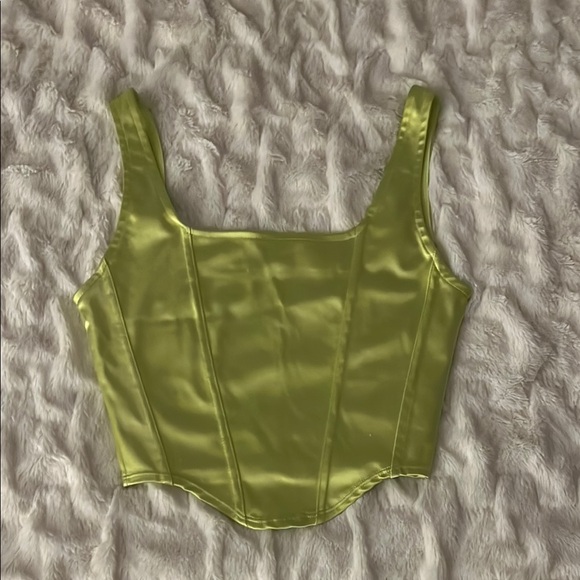 H&M | Tops | Satin Neon Green Corset Top | Poshmark